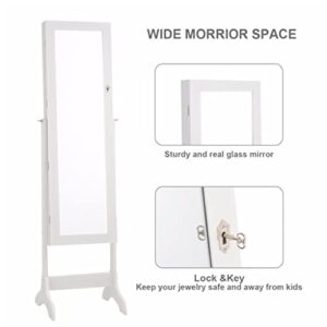 FZZDP Lockable Jewelry Wardrobe Storage Organizer Box with Drawers White Home Furniture