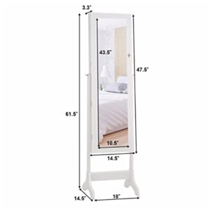 FZZDP Lockable Jewelry Wardrobe Storage Organizer Box with Drawers White Home Furniture