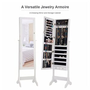 FZZDP Lockable Jewelry Wardrobe Storage Organizer Box with Drawers White Home Furniture