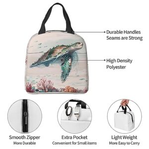 CIOAHYRA Sea Turtle Lunch Bag for Women Men Insulated with Containers Warming Reusable Lunch Box Waterproof Thermal Tote Bag Cooler Bag