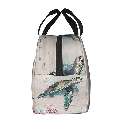 CIOAHYRA Sea Turtle Lunch Bag for Women Men Insulated with Containers Warming Reusable Lunch Box Waterproof Thermal Tote Bag Cooler Bag