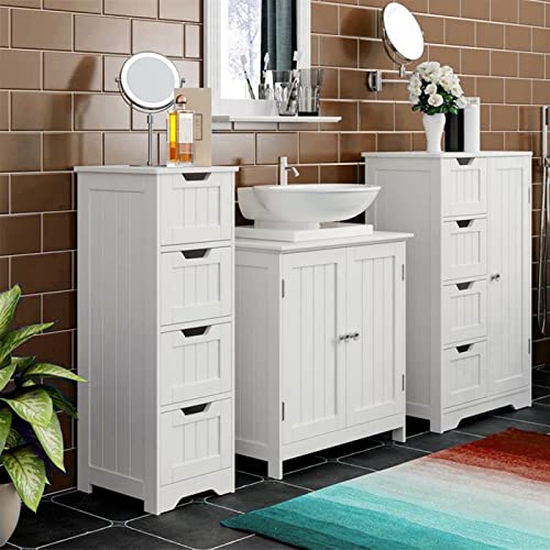 FZZDP Two-Door Bathroom Vanity Cabinet Wash Basin Cabinet Multifunctional Storage Shelf Basket Kitchen Bathroom Accessories