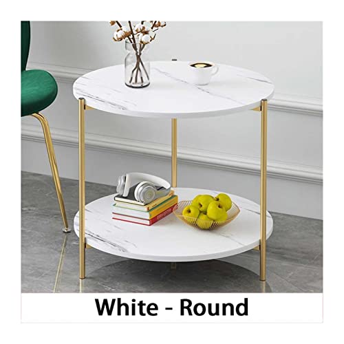 FFNUM Bedside Table End Side Table Desk Metal Bedside Coffee Table Round Nordic Marble Glass Home Sofa Tables Living Room Light Luxury Side Tables Nightstand Night Stand (Color : B)