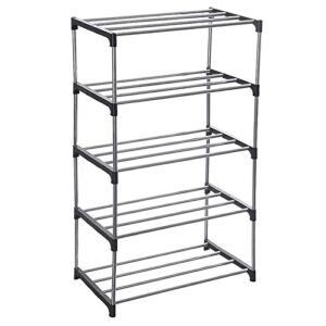 rehomy 5-tier shoe rack organizer sturdy metal pipes shoe shelf storage organizer tower stores 10 pair of shoes