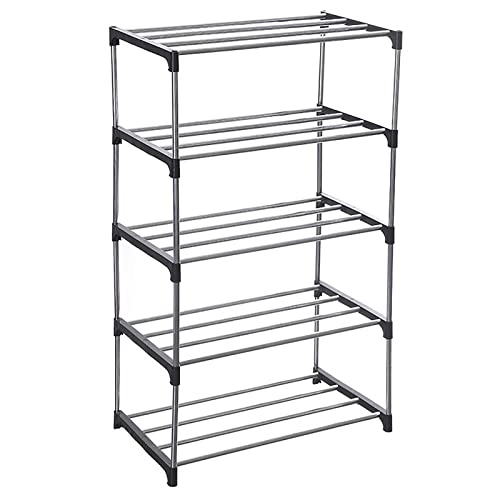 Rehomy 5-Tier Shoe Rack Organizer Sturdy Metal Pipes Shoe Shelf Storage Organizer Tower Stores 10 Pair of Shoes