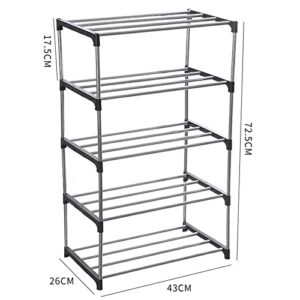 Rehomy 5-Tier Shoe Rack Organizer Sturdy Metal Pipes Shoe Shelf Storage Organizer Tower Stores 10 Pair of Shoes