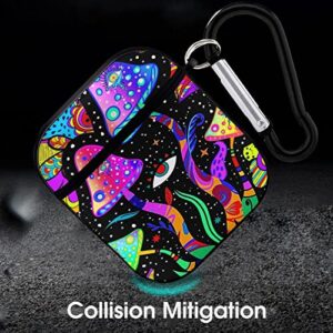 Funprint Fashion Case Cover Compatible with Airpods 1/2 Case Colorful Flowers Hippie Eyes Trippy Mushroom for Men Women Girls, Shockproof and Smooth Wireless Charging Case Compatible with Airpods 1/2