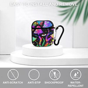 Funprint Fashion Case Cover Compatible with Airpods 1/2 Case Colorful Flowers Hippie Eyes Trippy Mushroom for Men Women Girls, Shockproof and Smooth Wireless Charging Case Compatible with Airpods 1/2