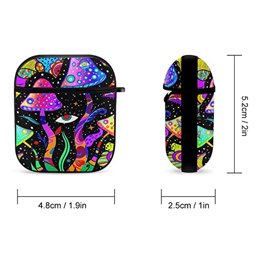 Funprint Fashion Case Cover Compatible with Airpods 1/2 Case Colorful Flowers Hippie Eyes Trippy Mushroom for Men Women Girls, Shockproof and Smooth Wireless Charging Case Compatible with Airpods 1/2