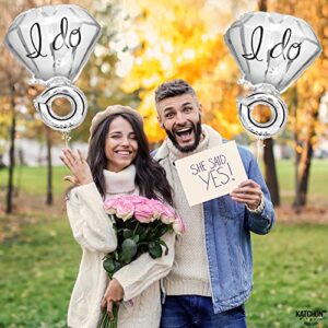 KatchOn Silver I Do Diamond Ring Balloon - 25 Inch, Pack of 2 | Engagement Ring Balloon for Engagement Party | Silver Ring Balloon for Bridal shower | I Do Balloons for I Do BBQ Party Decorations