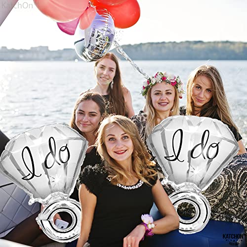 KatchOn Silver I Do Diamond Ring Balloon - 25 Inch, Pack of 2 | Engagement Ring Balloon for Engagement Party | Silver Ring Balloon for Bridal shower | I Do Balloons for I Do BBQ Party Decorations