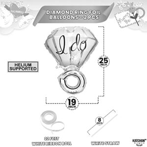 KatchOn Silver I Do Diamond Ring Balloon - 25 Inch, Pack of 2 | Engagement Ring Balloon for Engagement Party | Silver Ring Balloon for Bridal shower | I Do Balloons for I Do BBQ Party Decorations