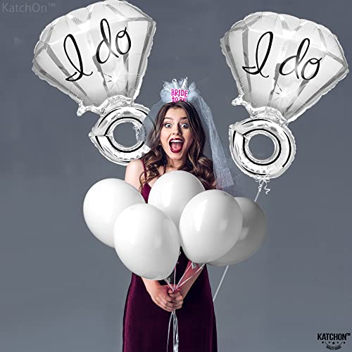 KatchOn Silver I Do Diamond Ring Balloon - 25 Inch, Pack of 2 | Engagement Ring Balloon for Engagement Party | Silver Ring Balloon for Bridal shower | I Do Balloons for I Do BBQ Party Decorations