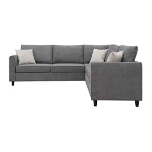 ATY Upholstered Sectional Sofa, L Shape Couch with 3 Pillows, Living Room Furniture, Perfect for Office, Apartment, 88 x 88 Inch, Gray