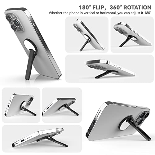 YOJOR Phone Kickstand, Stick on Phone Back or Case Invisible, Angle Adjustable, Sturdy Metal Stand Attachment, Universal Portable Holder for Phone, Hands-Free, Video Recording Anywhere - Black