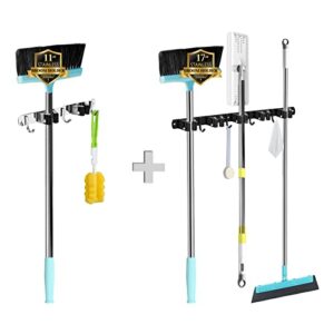 2 racks and 3 hooks & black 5 racks and 4 hooks broom and mop holder wall mounted garage organizer storage tool racks stainless steel heavy duty hooks self adhesive solid non-slip wall hangers