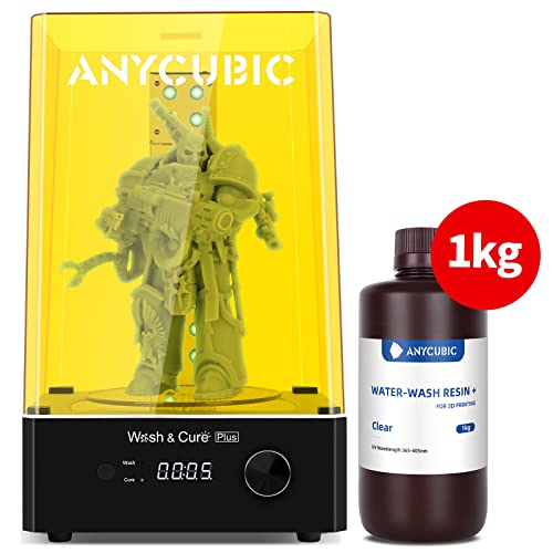 ANYCUBIC Wash Cure Machine Plus and Water Washable 3D Printer Resin (Clear, 1000g)