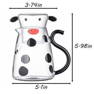 Cow Carafe Pitcher Cow Water Pitcher with Cup Bedside Water Carafe Cow Glass Set Cow Pitcher Water Carafe with Glass Cup for Nightstand