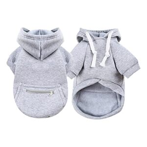 girl dog sweater large size dog autumn and winter pocket sweatshirt gray zipper hoodies cute warm pet clothes