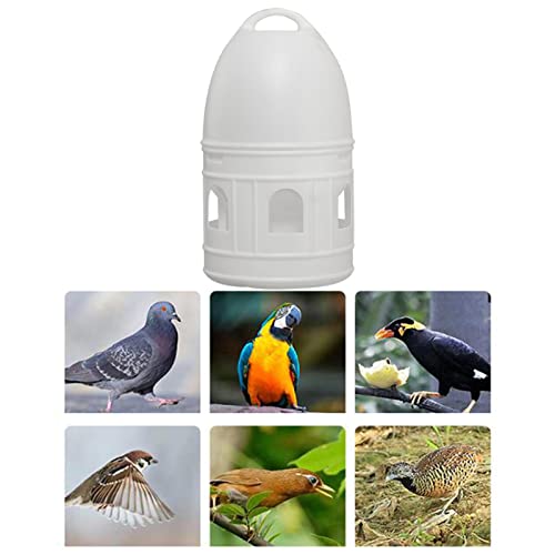 Gralara Pigeon Water Dispenser Feeder 10L Water Bottle Water Pot Container Waterer with Handle Bird Water Drinker for Chicken Parrot Duck Parakeet, White