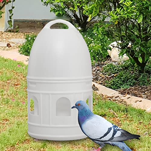 Gralara Pigeon Water Dispenser Feeder 10L Water Bottle Water Pot Container Waterer with Handle Bird Water Drinker for Chicken Parrot Duck Parakeet, White