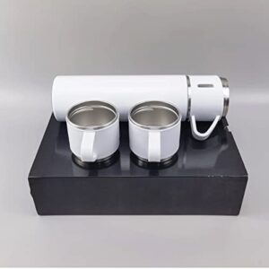 Stainless Steel 500 ML Vacuum Flask/Bottle/Thermos for Hot and Cold Drinks with Three Cups (white)