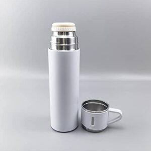 Stainless Steel 500 ML Vacuum Flask/Bottle/Thermos for Hot and Cold Drinks with Three Cups (white)