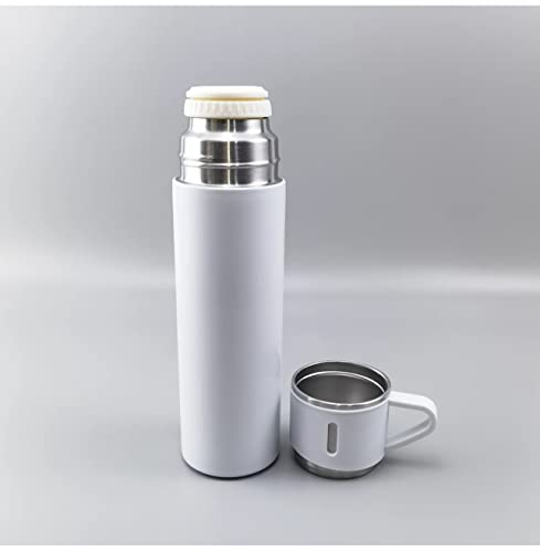 Stainless Steel 500 ML Vacuum Flask/Bottle/Thermos for Hot and Cold Drinks with Three Cups (white)