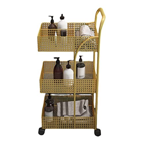 SLNFXC Scandinavian Iron Shelves Bedroom Kitchen Metal Removable Bathroom Storage Rack with Wheels Trolley