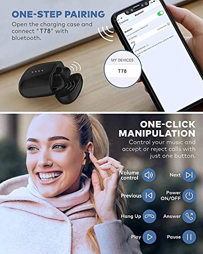 Wireless Earbud Bluetooth 5.0 Headphones Built in Mic in Ear Buds Noise Canceling 3D Stereo Air Buds Earbud Fast Charging, IPX8 Waterproof for Android/Samsung/iPhone