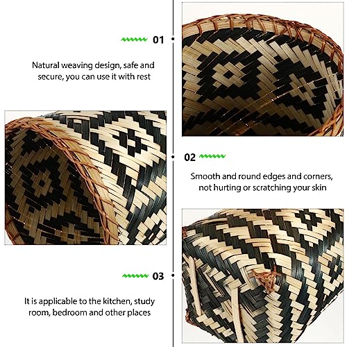 Healeved Wicker Trash Can Rattan Woven Paper Bin Rustic Rubbish Basket Round Garbage Container Bin Decorative Magazines Basket Arranging Flowers Holder for Home Office