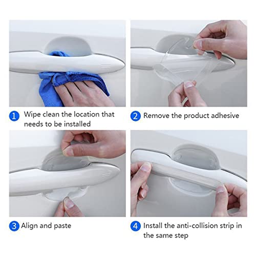 10 PCS Car Door Handle Scratch Protector,Universal Waterproof Anti-Scratch Car Door Rear View Mirror Protector Accessories Transparent