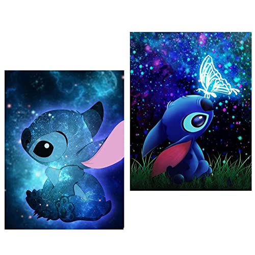 Stitch Diamond Painting Kits 2 Pack-Stitch Diamond Art for Adults Kids Beginners,5D Diamond Painting Stitch for Gift Home Wall Decor (12 x 16 inch)