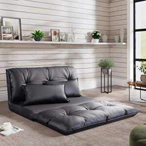 xiaosenlin floor sofa bed, foldable sleeper sofa bed, adjustable futon sofa folding lazy sofa floor sofa couch with 2 pillows (black)