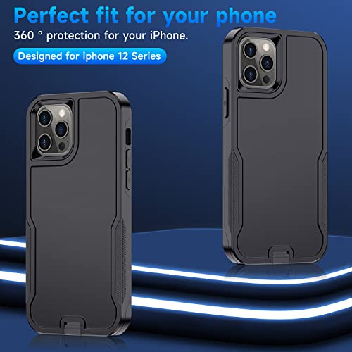 ONOLA Magnetic Case for iPhone 12 Case, iPhone 12 Pro Case [Compatible with Magsafe] [with 2 pcs Tempered Glass Screen Protector] Heavy-Duty Slim Shockproof Case for iPhone 12/12 Pro (Black)