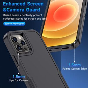 ONOLA Magnetic Case for iPhone 12 Case, iPhone 12 Pro Case [Compatible with Magsafe] [with 2 pcs Tempered Glass Screen Protector] Heavy-Duty Slim Shockproof Case for iPhone 12/12 Pro (Black)