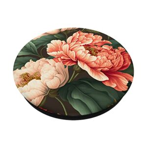 Vintage Peony Inspired Flower Plant Lover Funny gardening PopSockets Swappable PopGrip