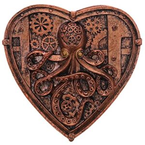 Top Brass Steampunk Octopus Heart Shaped Small Trinket Stash Jewelry Box Figurine - Unusual Eclectic Gothic Decor (Rustic Copper)