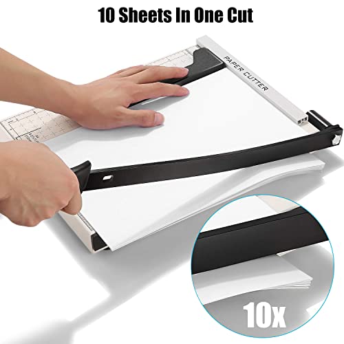 Paper Cutter Heavy Duty A4-B7, 12" Cut Length Guillotine Paper Trimmer for Cardstock Metal Base, with Safety Blade Lock&Dual Guides, 12 Sheets Capacity, for Home Office Classroom School (PureWhite)