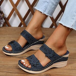 JMMSlmax Sandals for Women Dressy Summer Comfy Slip-On Sandals Summer Casual Beach Shoes Open Toe Espadrille Platform