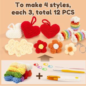 PP OPOUNT Crochet Kit for Beginners, 12 PCS Simple Crochet Kit, Beginner Crochet Kit for Adults and Kids, Learn to Crochet with Step-by-Step Instruction and Video Tutorials (Patent Product)