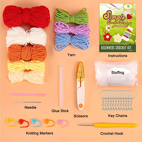 PP OPOUNT Crochet Kit for Beginners, 12 PCS Simple Crochet Kit, Beginner Crochet Kit for Adults and Kids, Learn to Crochet with Step-by-Step Instruction and Video Tutorials (Patent Product)