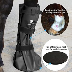 CareMaster Hoof Soaking Boot for Horse Hoof Wrapped EVA Padded Soaker Bag Equine Soaking Boot Easy Use for Hooves Care Icing Bucket Soaker Sack with 2 Elastic Bands Black