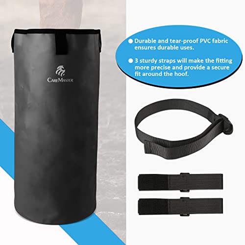 CareMaster Hoof Soaking Boot for Horse Hoof Wrapped EVA Padded Soaker Bag Equine Soaking Boot Easy Use for Hooves Care Icing Bucket Soaker Sack with 2 Elastic Bands Black