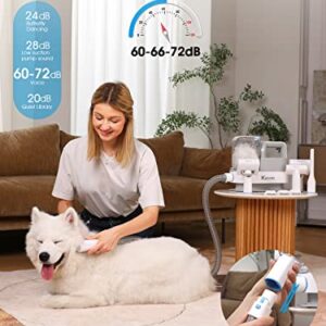 Kzoom Pet Clipper Grooming Kit with Vacuum Suction and Vacuum Picks Up 99% Pet Hair,2.5L Large Capacity Pet Hair Collection Box,Low Noise Pet Grooming Vacuum with Dog Clippers (White 2)