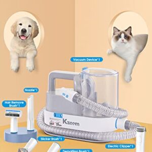 Kzoom Pet Clipper Grooming Kit with Vacuum Suction and Vacuum Picks Up 99% Pet Hair,2.5L Large Capacity Pet Hair Collection Box,Low Noise Pet Grooming Vacuum with Dog Clippers (White 2)