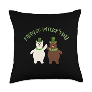 cedar rue happy st. patrick's day bears throw pillow, 18x18, multicolor