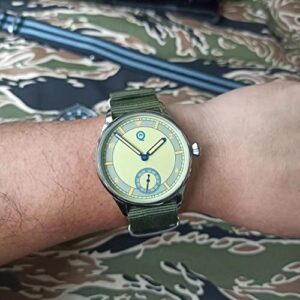 QM Pilot Wristwatch for Men Automatic Mechanical C3 Green Luminous Waterproof Fashion 316L Steel Case Leather Strap New in 8021 (SM8021A Y)