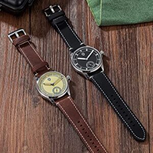 QM Pilot Wristwatch for Men Automatic Mechanical C3 Green Luminous Waterproof Fashion 316L Steel Case Leather Strap New in 8021 (SM8021A Y)