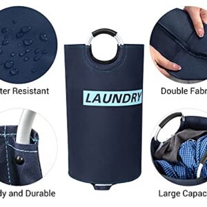 115L Extra Large Laundry Basket Collapsible Clothes Laundry Hamper Folding Lightweight Freestanding Laundry Bag Dirty Clothes Basket for Bathroom (Blue)